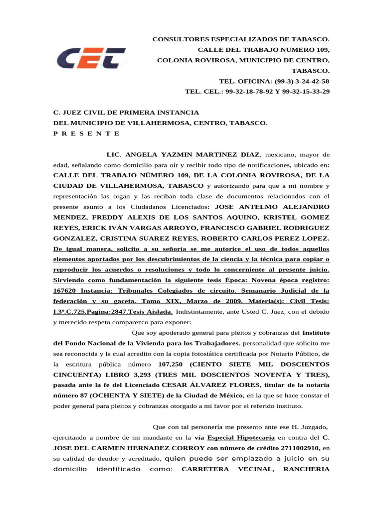 Dem Ven Ant Hector Manuel Rodriguez Gomez Centro Sol Not Piña Gutierrez ...