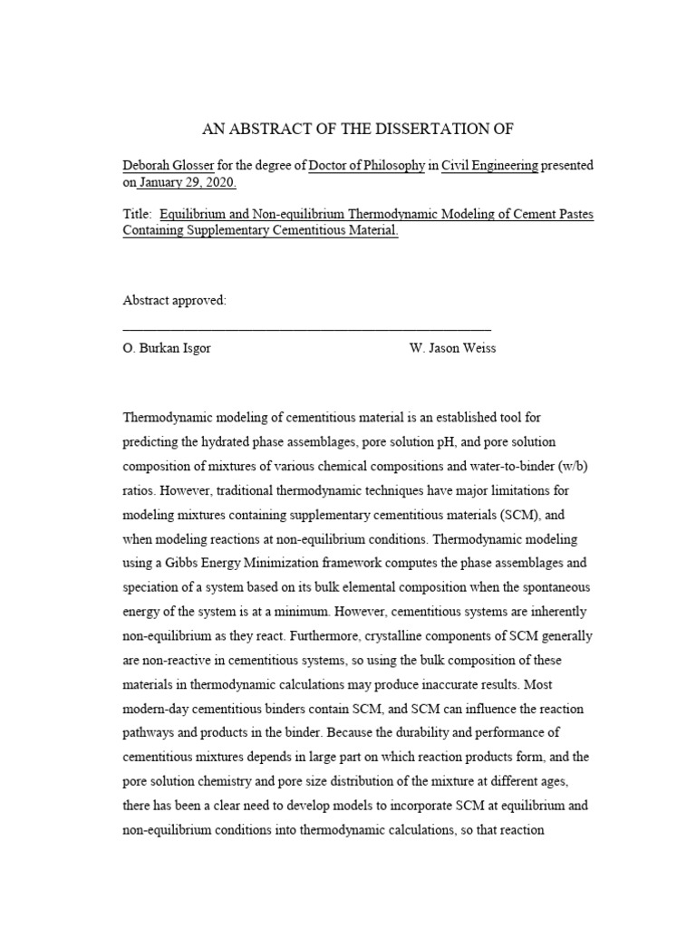 Glosser Deborah B2020 | PDF | Cement | Physical Chemistry