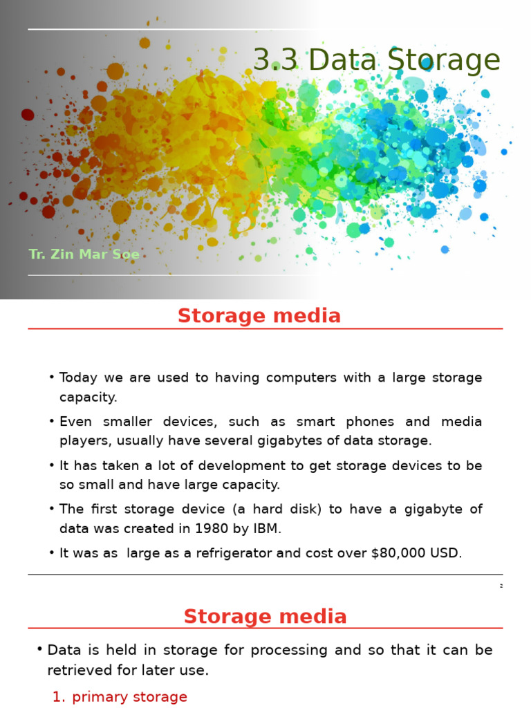 3.3 Data Storage | PDF | Random Access Memory | Computer Data Storage