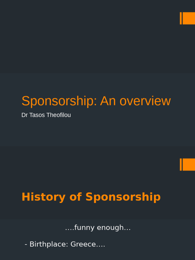 Overview of Sponsorship Tasos | PDF | Sponsor (Commercial) | Advertising