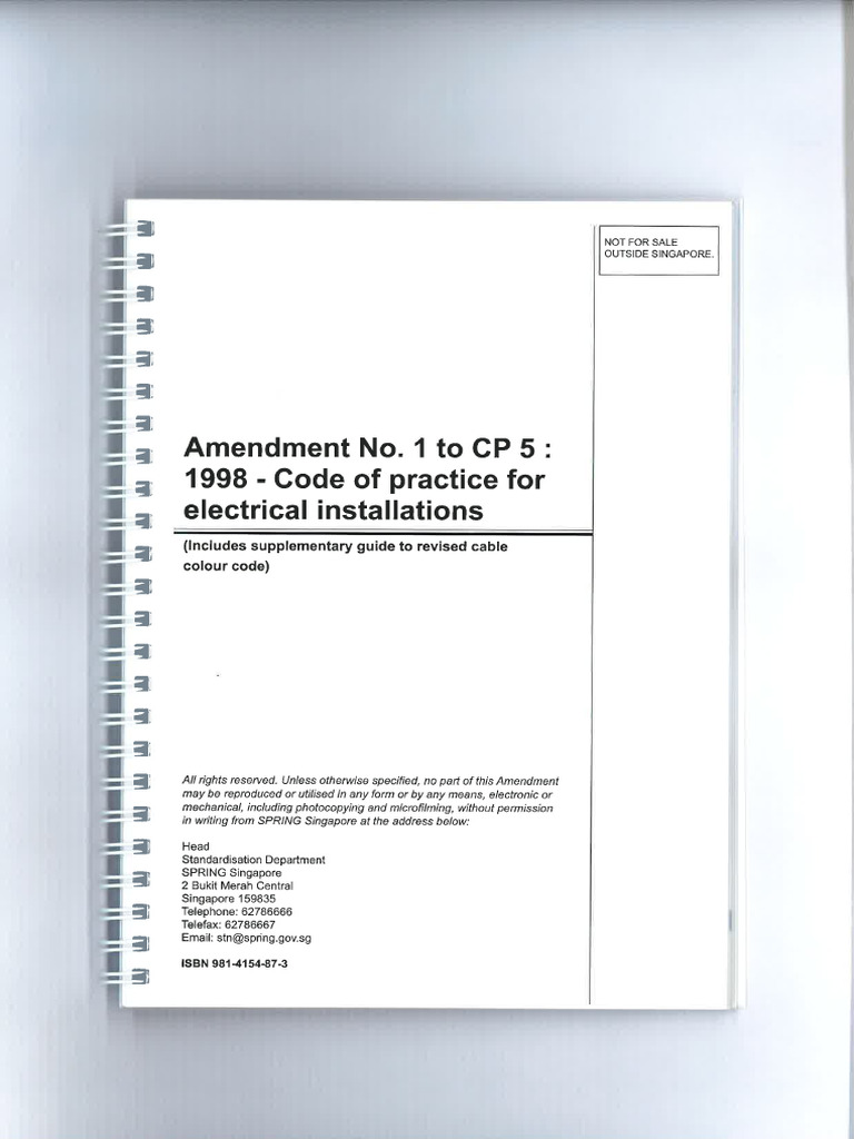 CP 5A-Amendment No.1 To Code of Practice For Electrical Enstallations | PDF