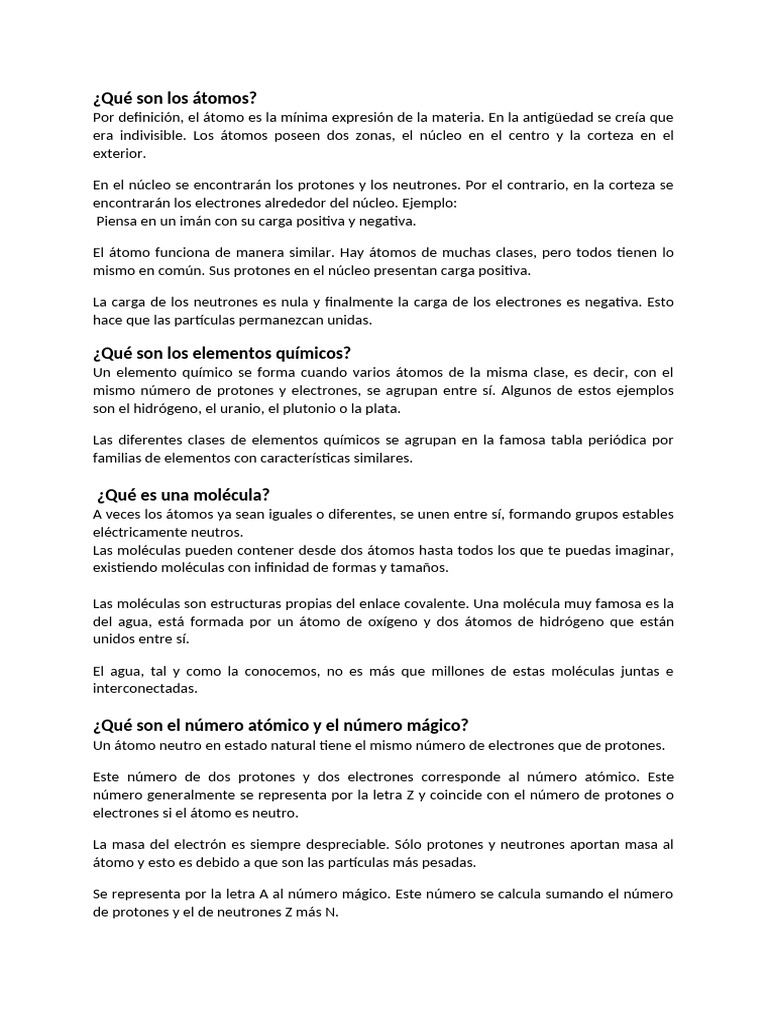 Definición y Estructura de los Átomos | PDF | Isótopo | Mole (Unidad)