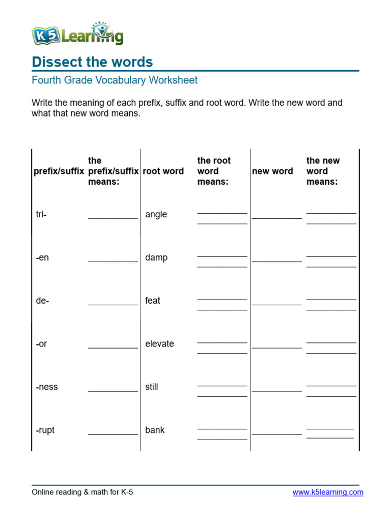 Grade 4 Prefix Suffix Root Words 3 | PDF | Linguistic Morphology ...
