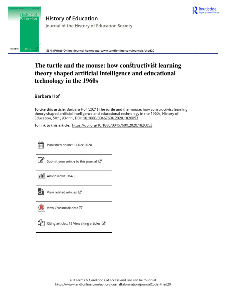 The Turtle and The Mouse How Constructivist Learning Theory Shaped Artificial Intelligence and ...