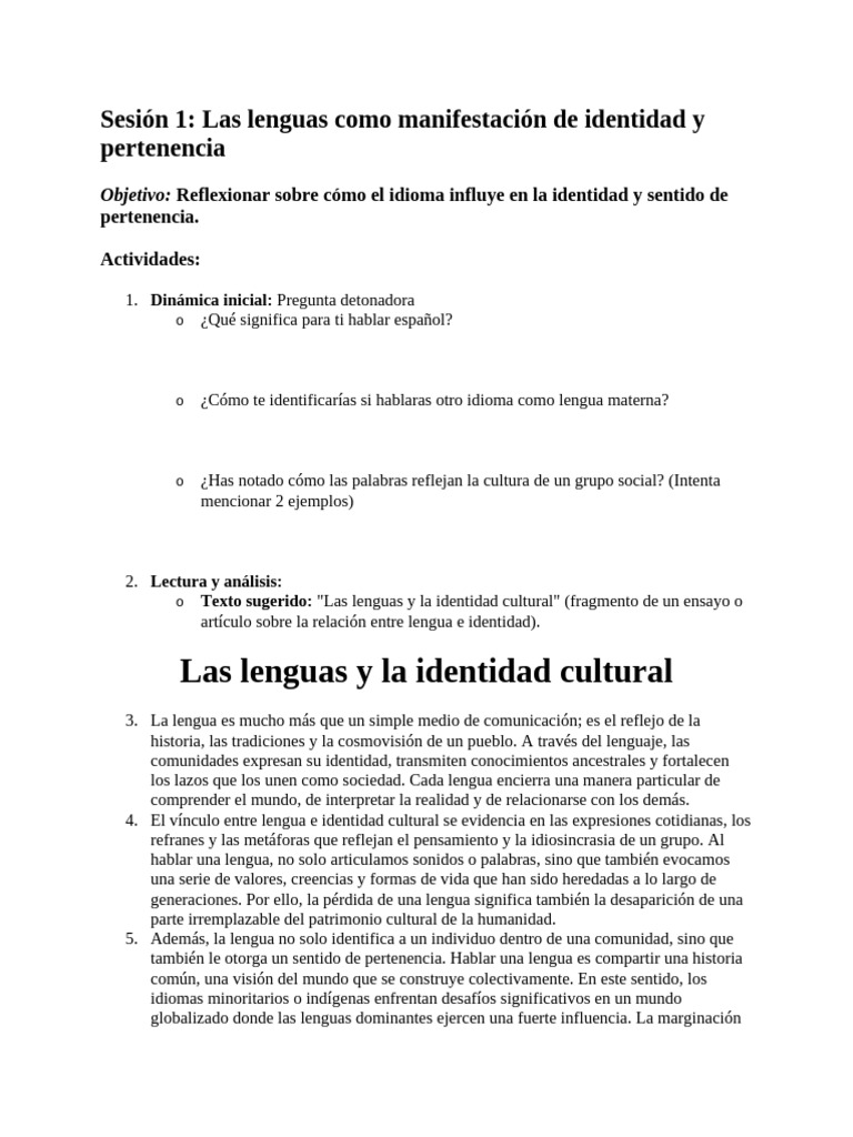 Lengua e Identidad Cultural: Reflexiones | PDF | Sociedad | Exclusión ...