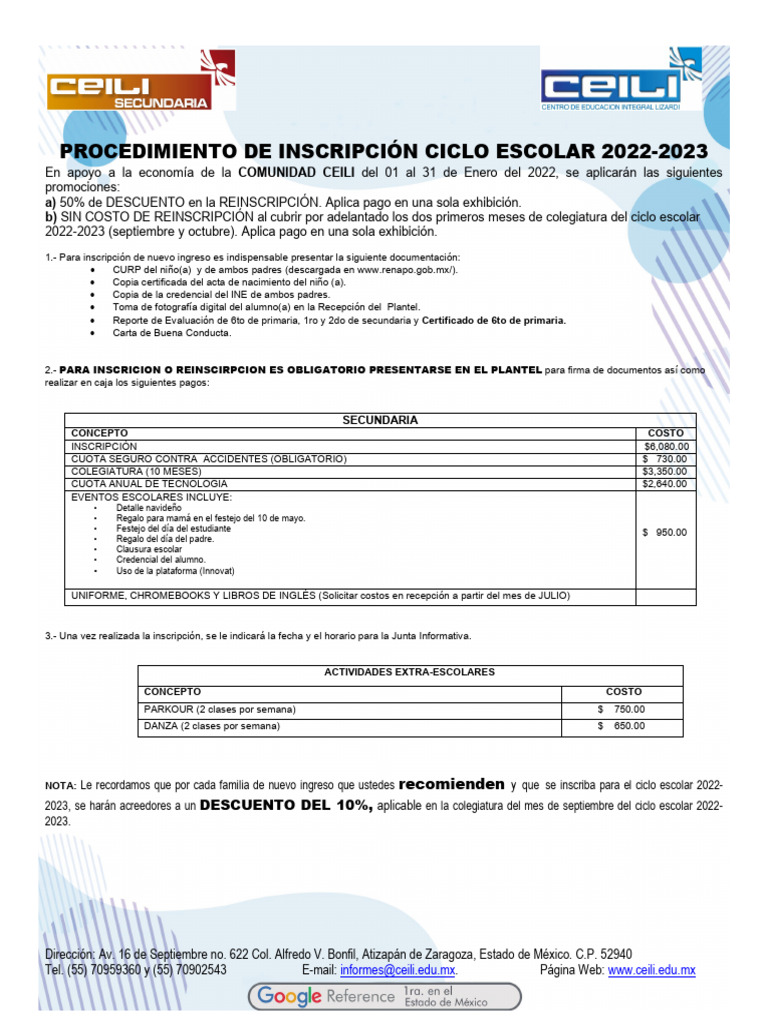 Procedimiento de Inscripción 22-23 SECUNDARIA (ENE) | PDF