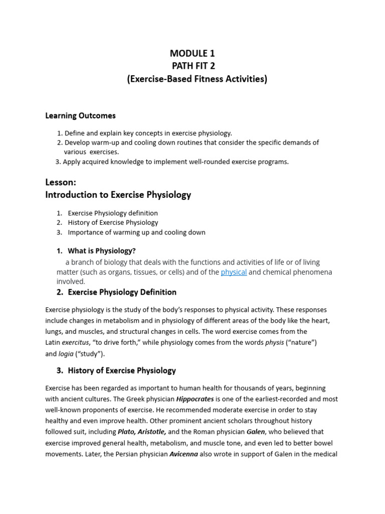 Introduction to Exercise Physiology | PDF | Physical Fitness | Physiology