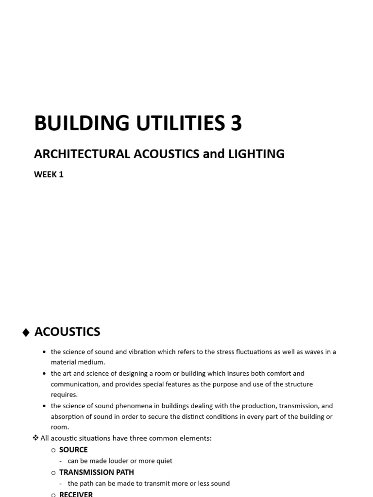 Building Utilities 3 - Week 1 | PDF | Sound | Acoustics