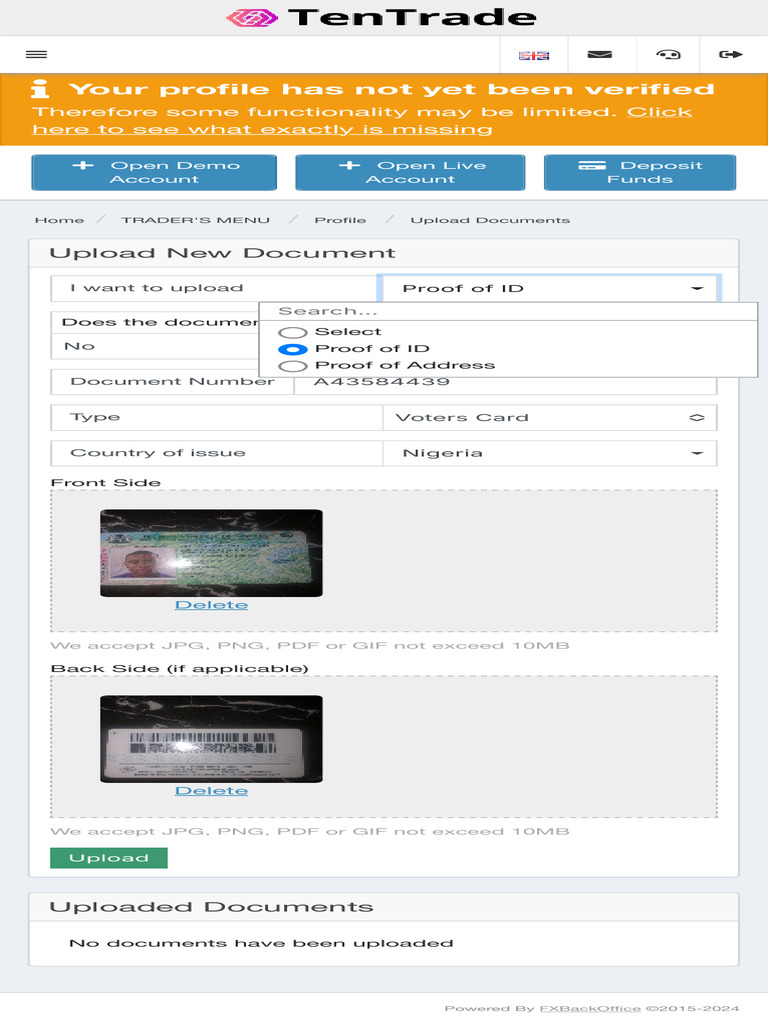 TenTrade Upload Documents | PDF