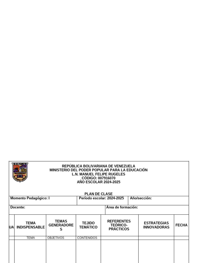 Formato de Plan de Lapso 3er Lapso | PDF