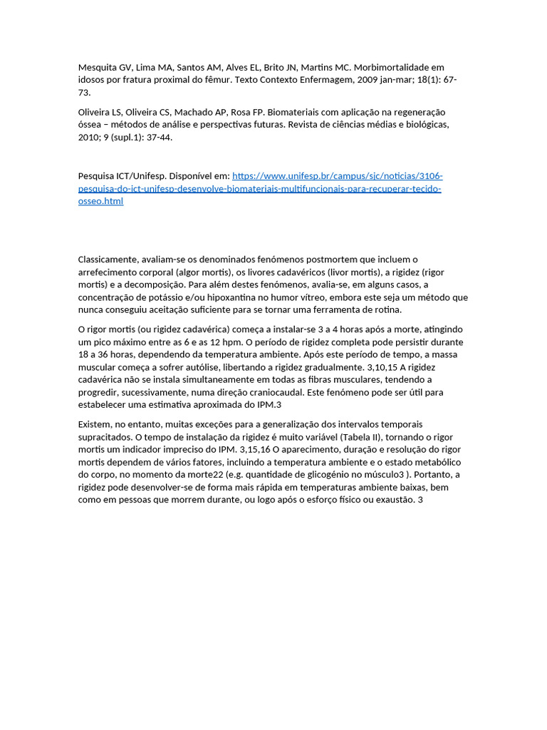 Rigor Mortis: Fatores e Implicações | PDF
