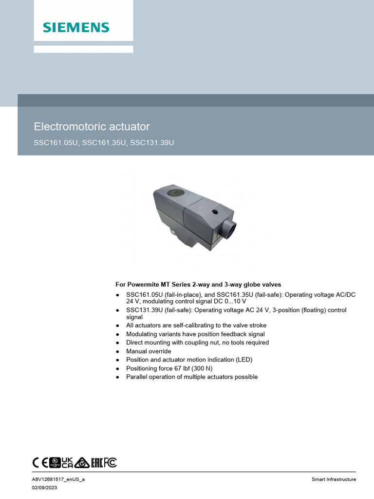 Electromotoric Actuator Guide | PDF | Valve | Alternating Current