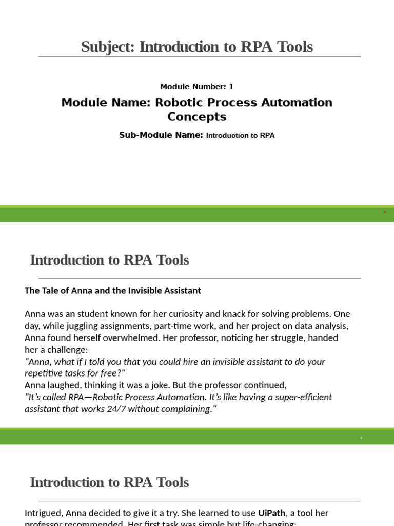 Introduction to RPA Tools and Applications | PDF | Automation ...