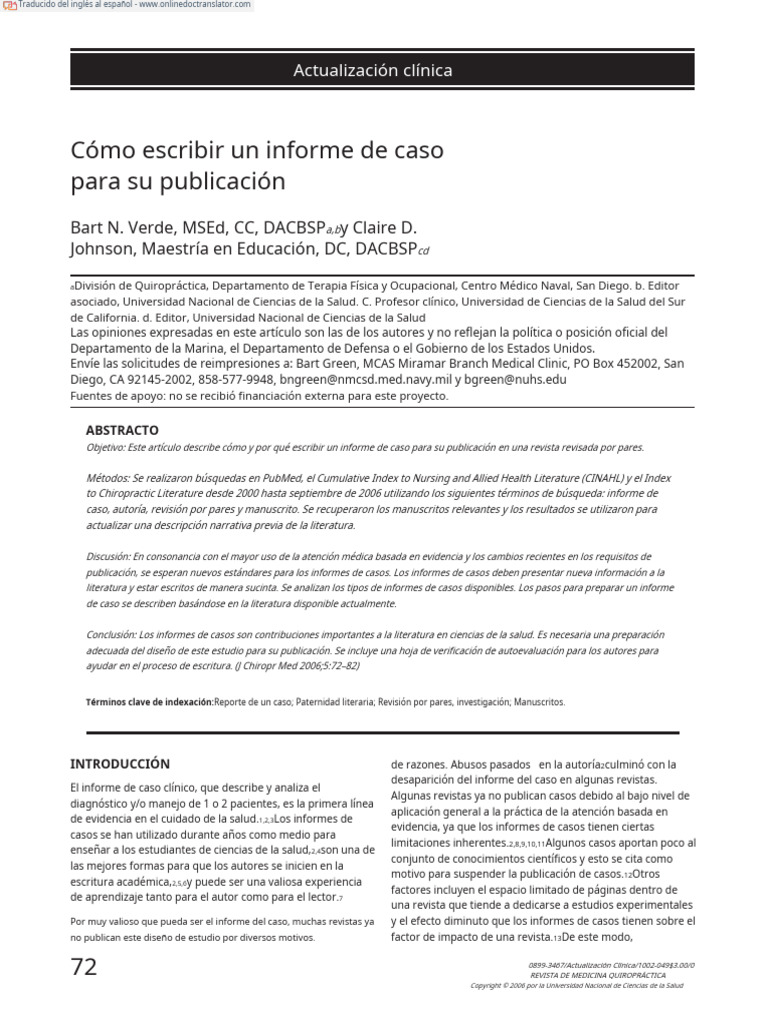 Como Escribir Un Reporte de Caso - En.es | PDF | Sumario abstracto ...