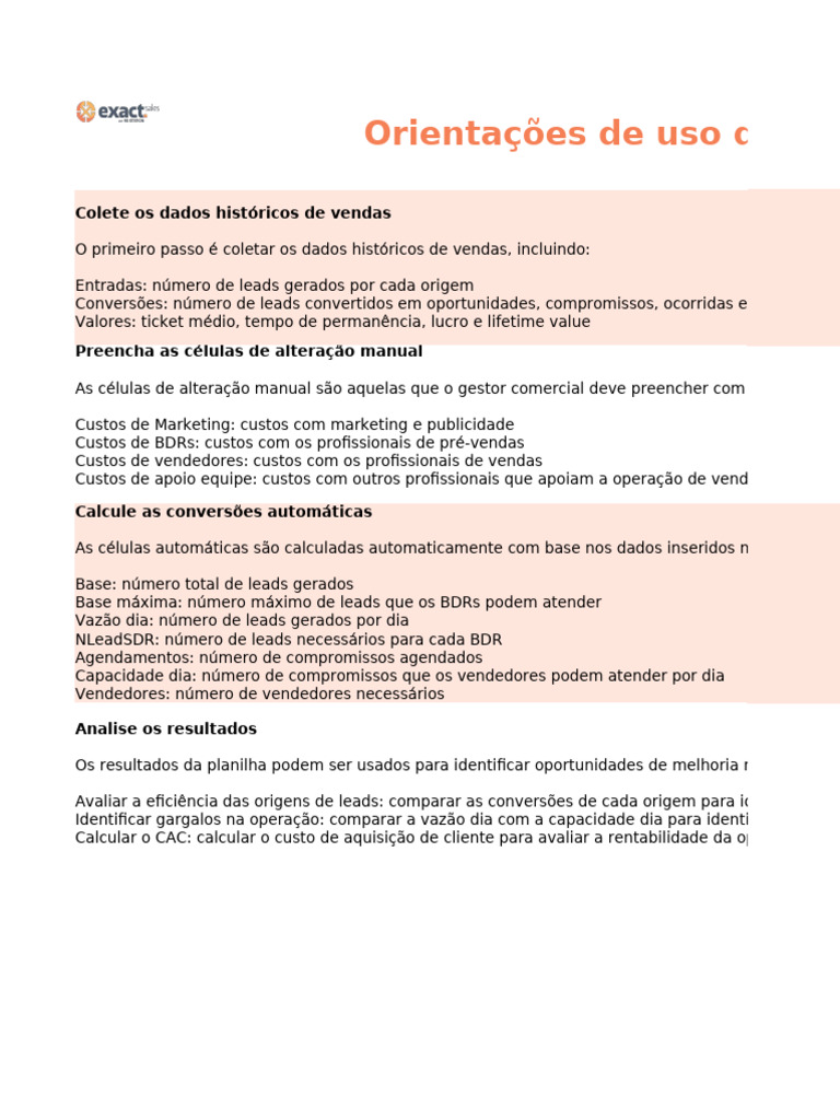 [Ferramenta] Planilha de Capacidade Para Vendas _ Exact Sales | PDF | Marketing | Business