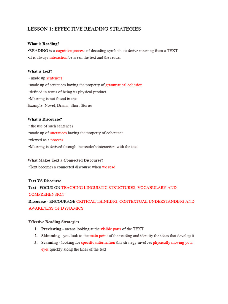 Reading and Writing Reviewer | PDF | Reading Comprehension | Semantics