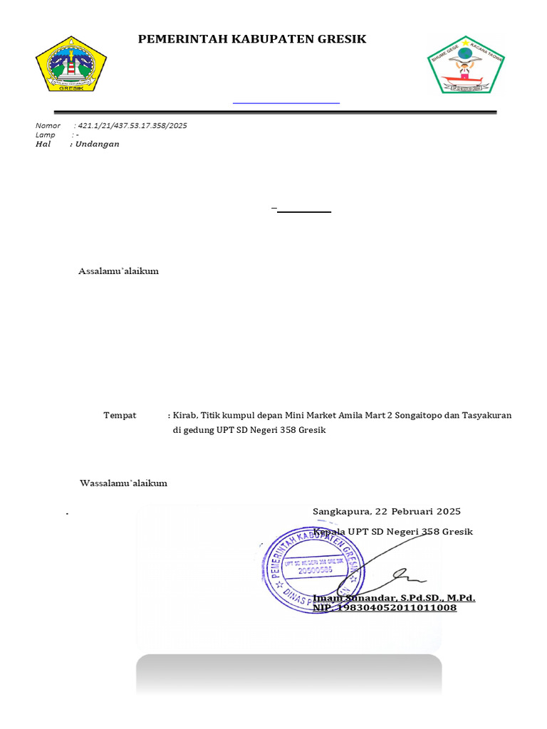 Surat Undangan Tasyakuran K3S | PDF