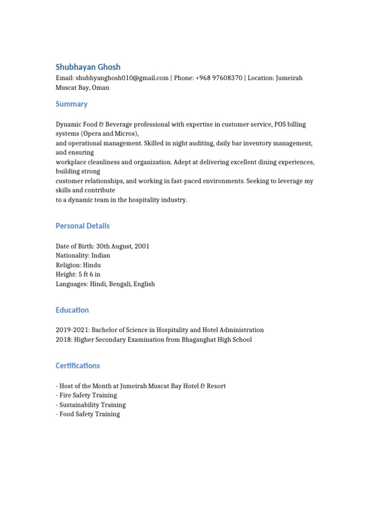 Updated CV Shubhayan Ghosh | PDF Updated CV Shubhayan Ghosh | PDF