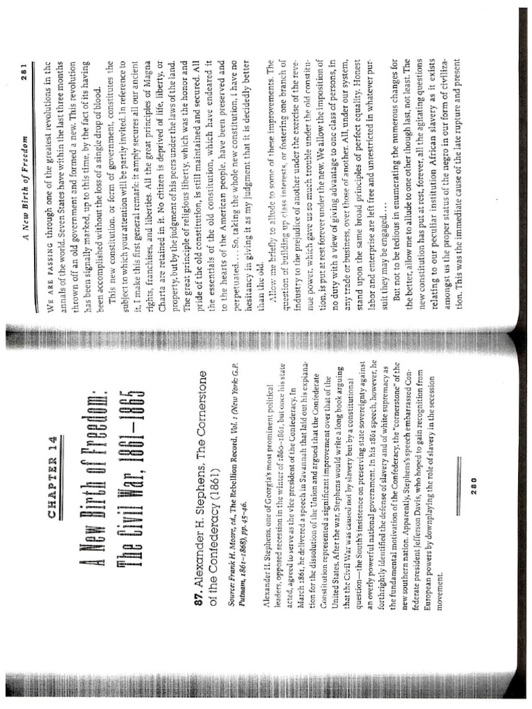 Alexander Stephens Cornerstone Speech | PDF