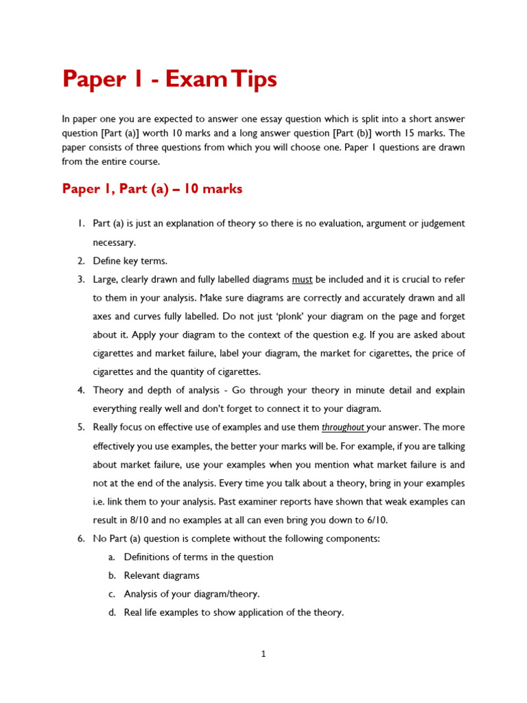 Exam Tips - Paper 1 (2) | PDF | Essays | Argument
