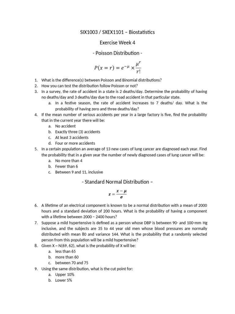 Biostat Exercise - Week 4 | PDF