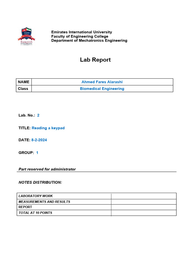 Lab 02 Reading A Keypad Word | PDF