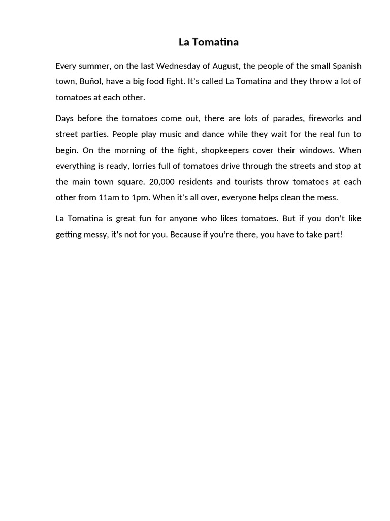 La Tomatina | PDF