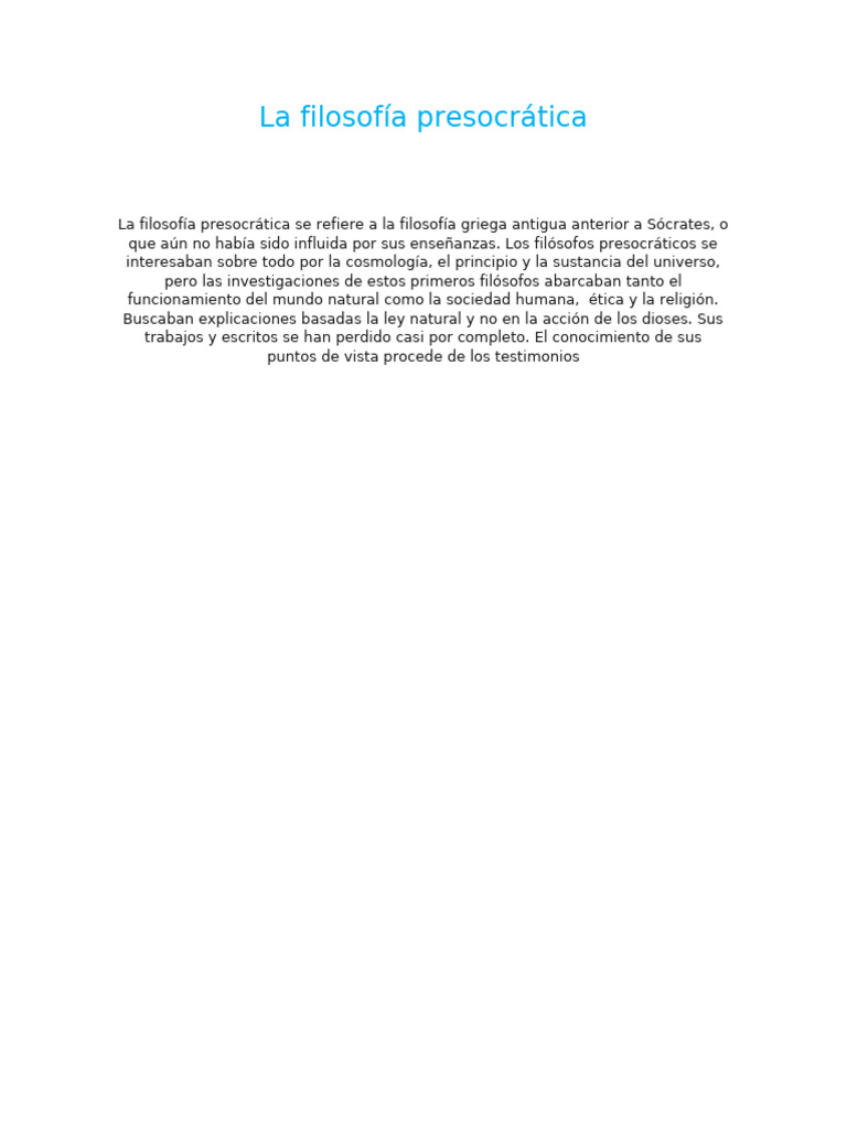 La Filosofía Presocrática Oscar Diaz 1002 | PDF