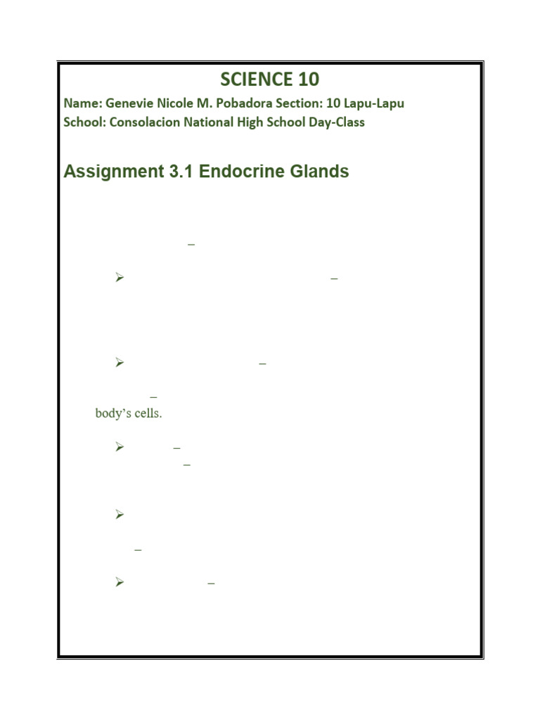 Endocrine Glands and Their Hormones | PDF
