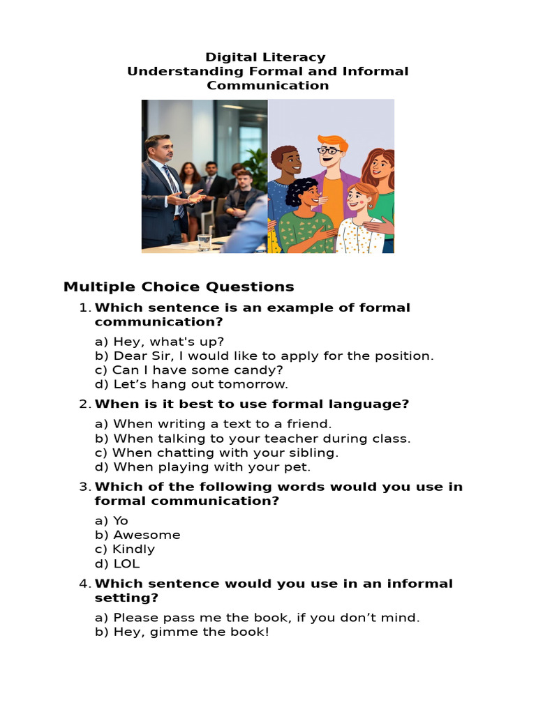C4L2 - Understanding Formal and Informal Communication - Teachermade ...