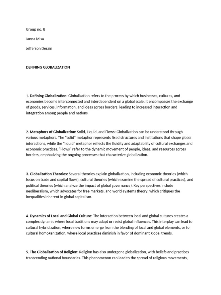 Understanding Globalization Concepts | PDF | Globalization | Human Migration