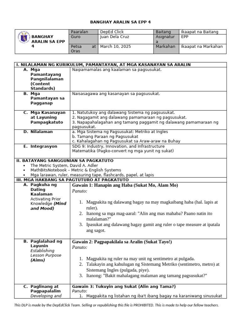 CO - Q4 - DLP - EPP 4 - DepEdClick | PDF