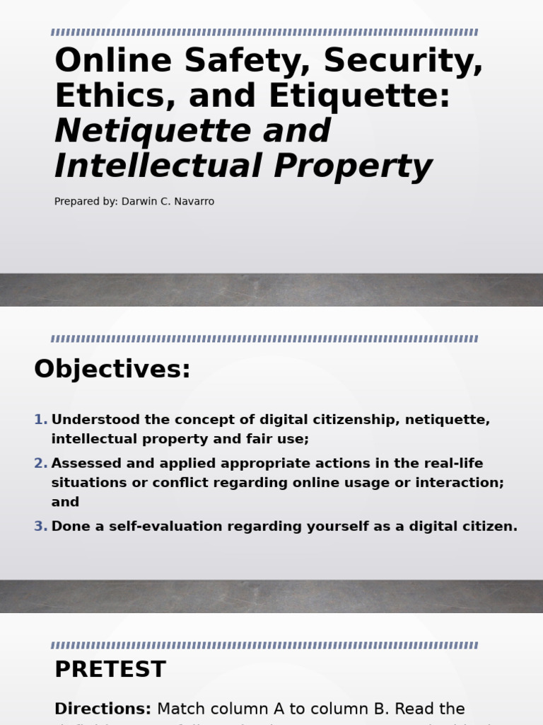 Online Safety, Security, Ethics, and Etiquette - Netiquette | PDF ...