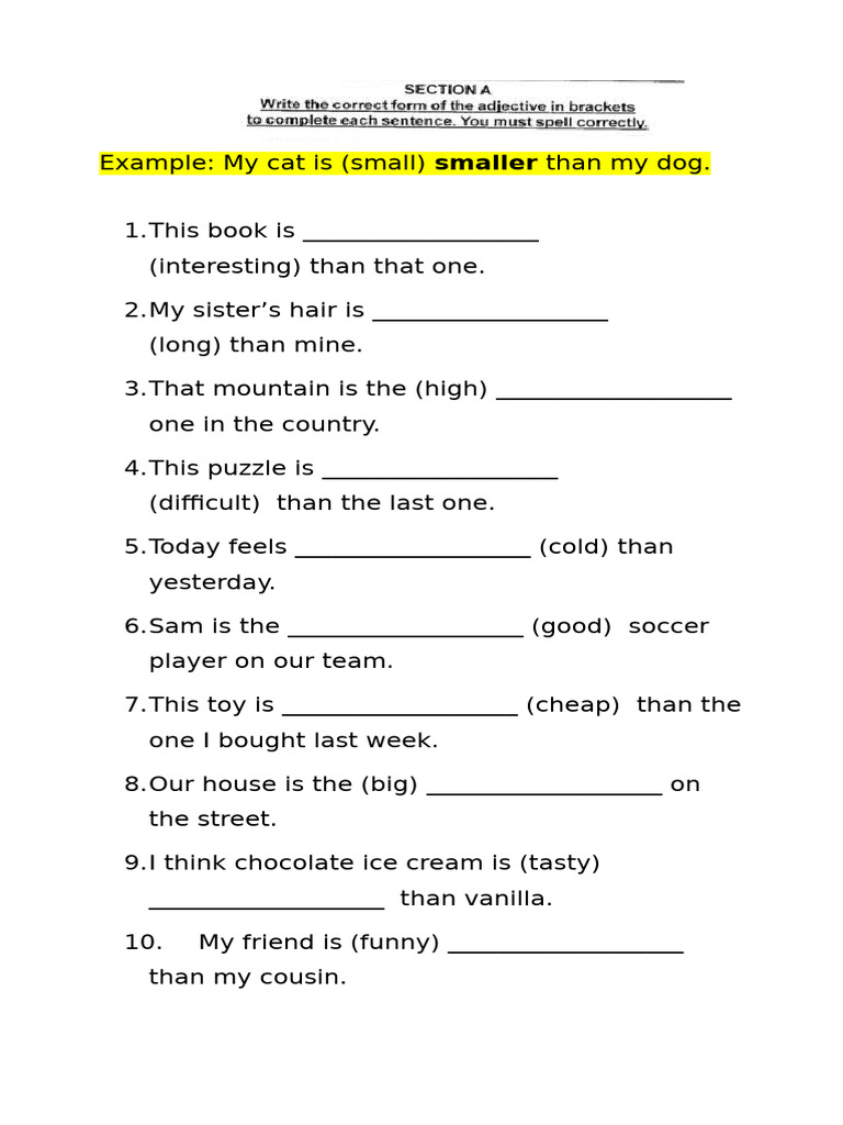 Comparative Superlative Part 1 | PDF