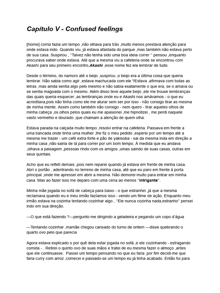 Capítulo V - Confused Feelings | PDF | Pensamento