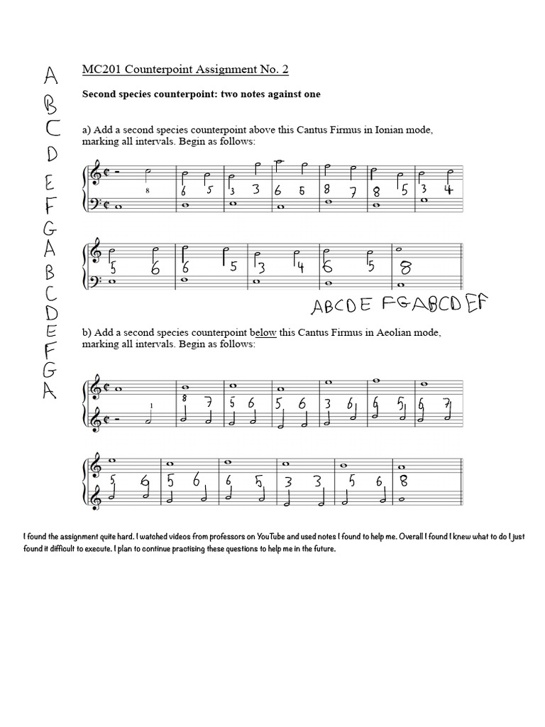 MPA1023 Counterpoint Assignment 2 | PDF