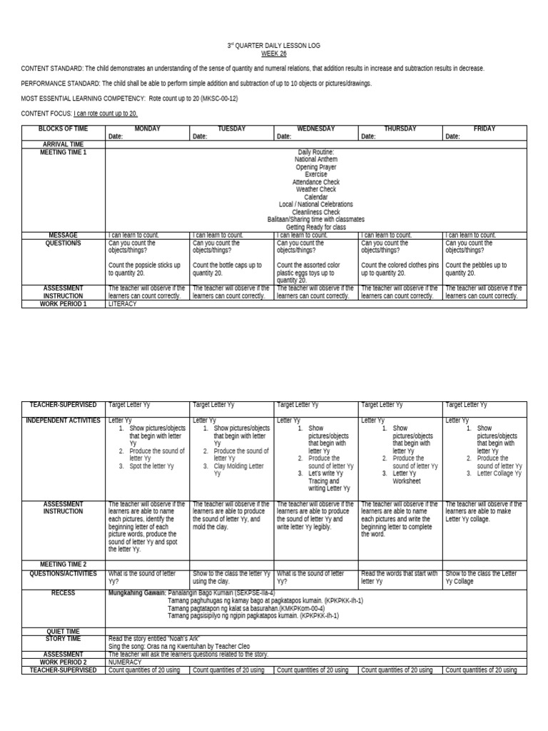 3rd Quarter Daily Lesson Plan: Counting | PDF | Human Communication | Behavior Modification