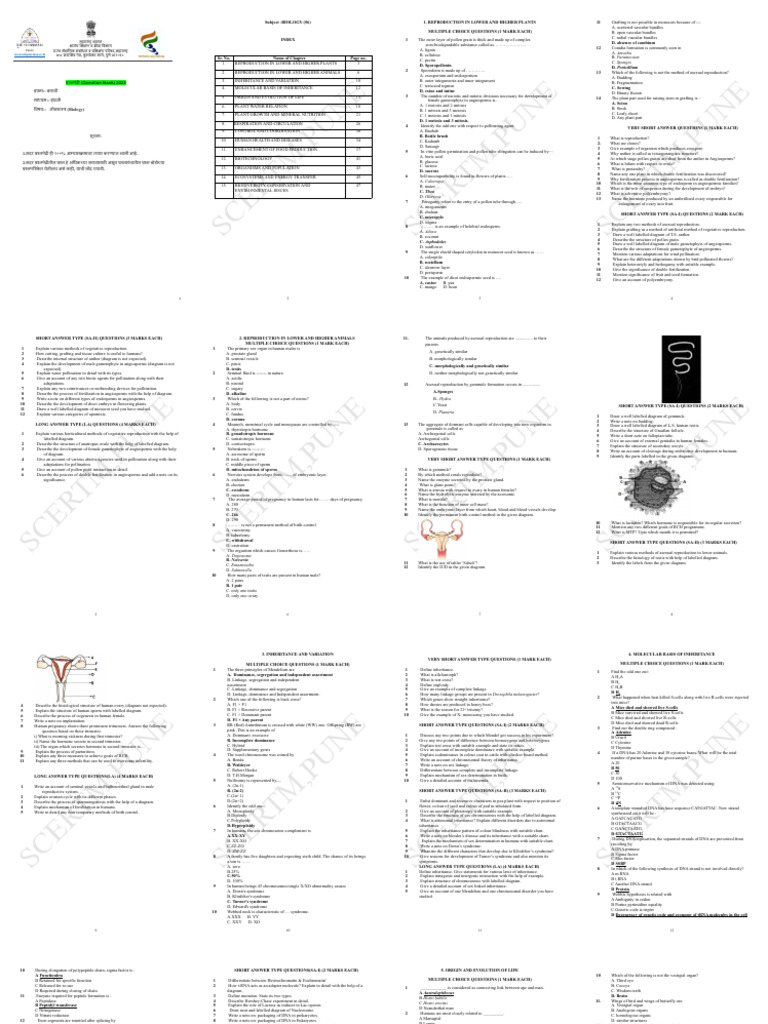 12th Biology EngMed QueBank MSCERT | PDF | Fertilisation | Seed