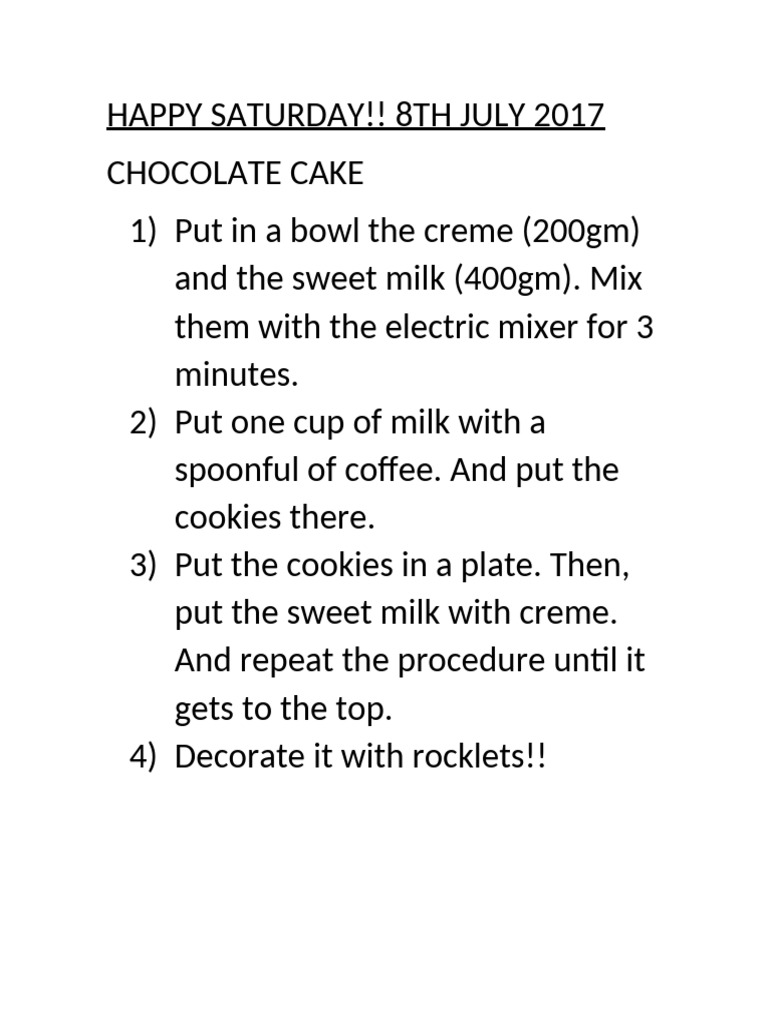 Easy Chocolate Cake Recipe | PDF