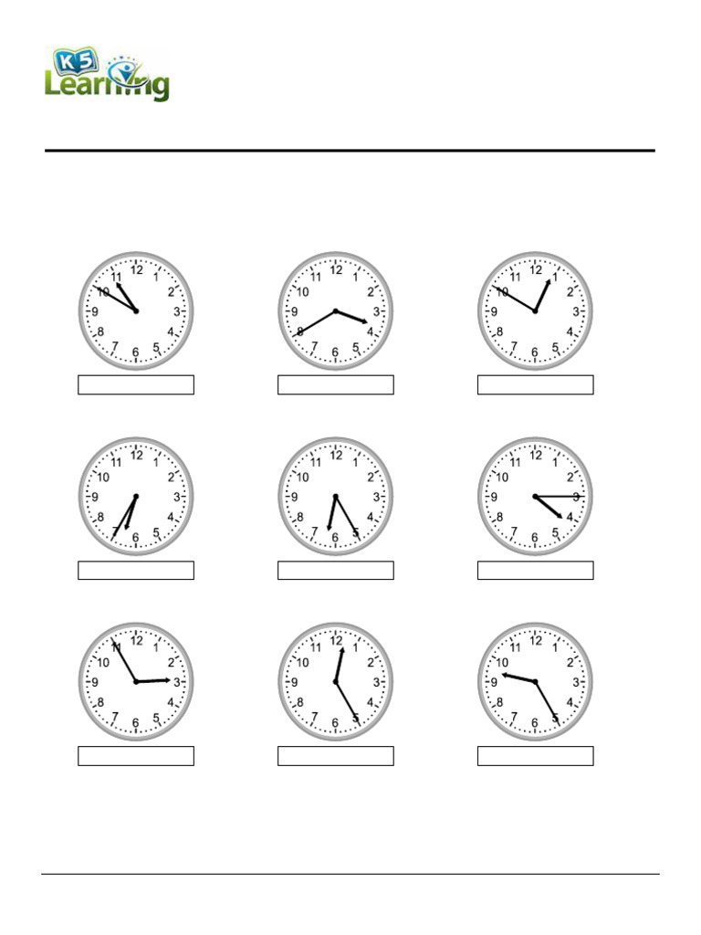 Grade 2 Telling Time 5 Minute Intervals C | PDF