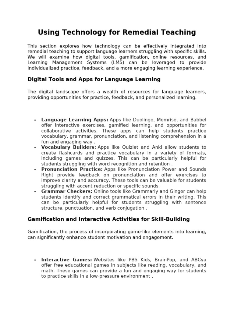 Using Technology For Remedial Teaching | PDF | Communication | Applied ...