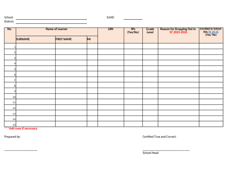 Dropout-Tracing-Form | PDF
