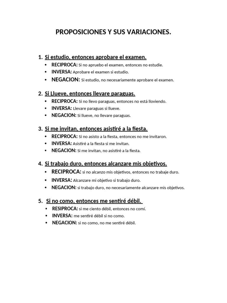 Proposiciones y Sus Variaciones | PDF