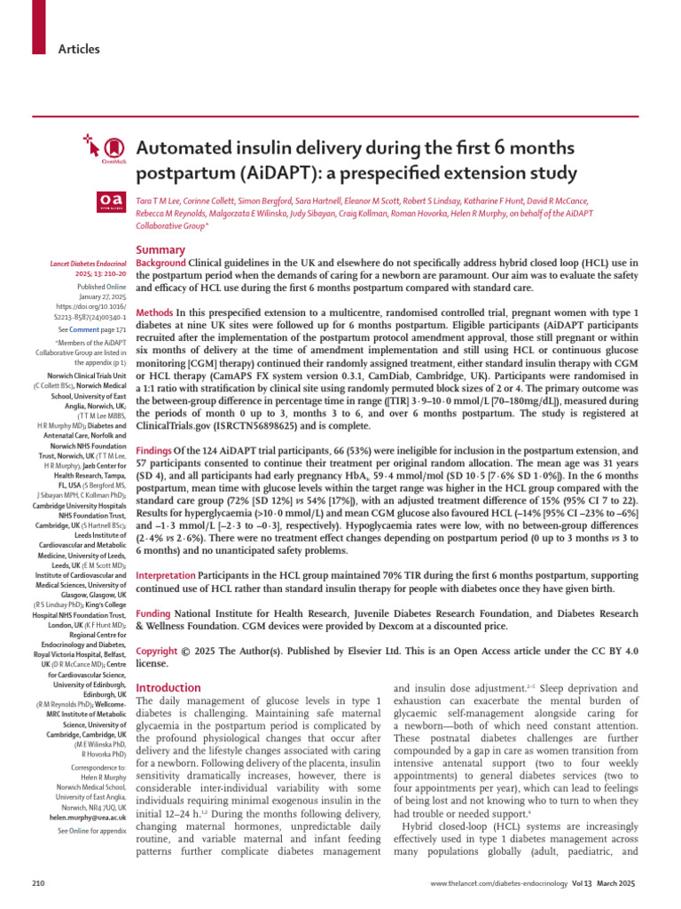 Automated Insulin Delivery During The First 6 Mont | PDF | Diabetes ...