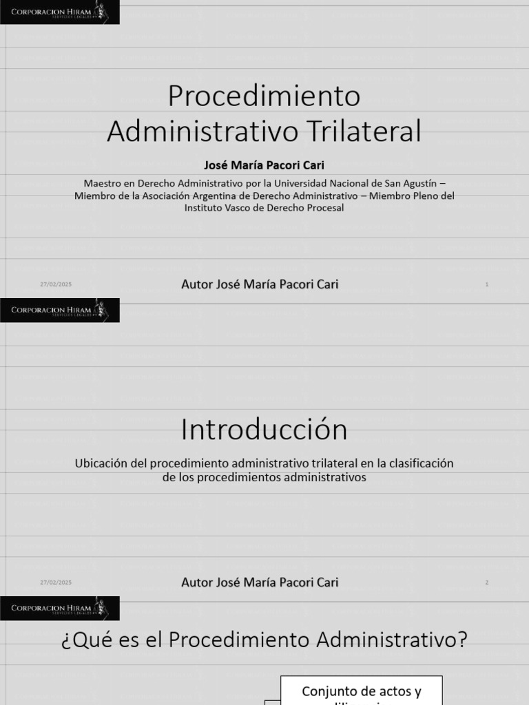 PROCEDIMIENTO ADMINISTRATIVO TRILATERAL 2025 - DIAPOSITIVAS - AUTOR JOSÉ MARÍA PACORI CARI | PDF ...