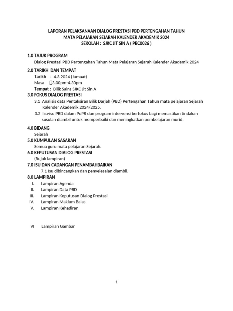 Dialog Prestasi PBD Sejarah 2024 | PDF