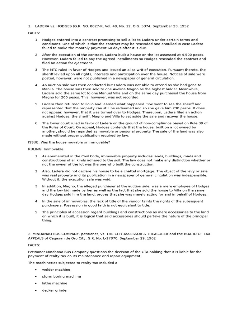 Ladera vs. Hodges: Immovable Property Ruling | PDF | Foreclosure ...