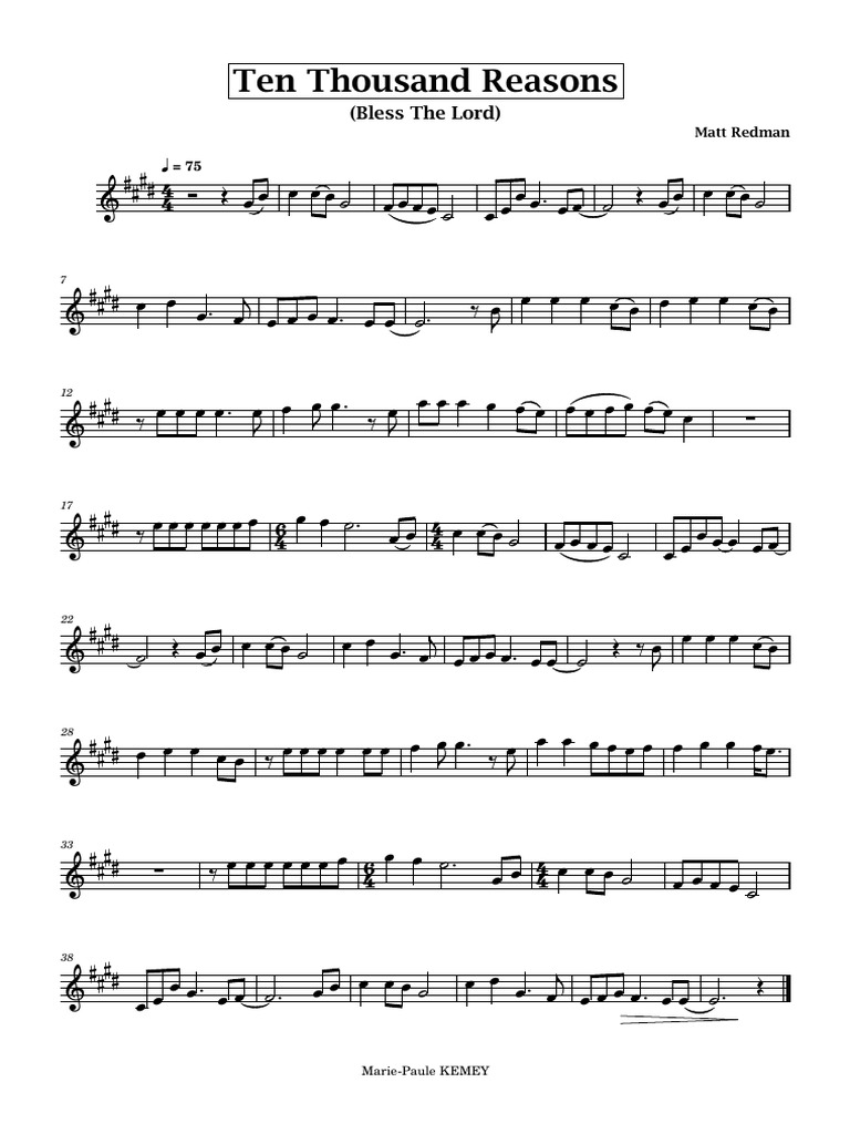 Ten Thousand Reasons Sheet Music | PDF