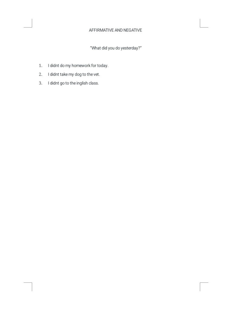 Afirmative and Negative Structures | PDF