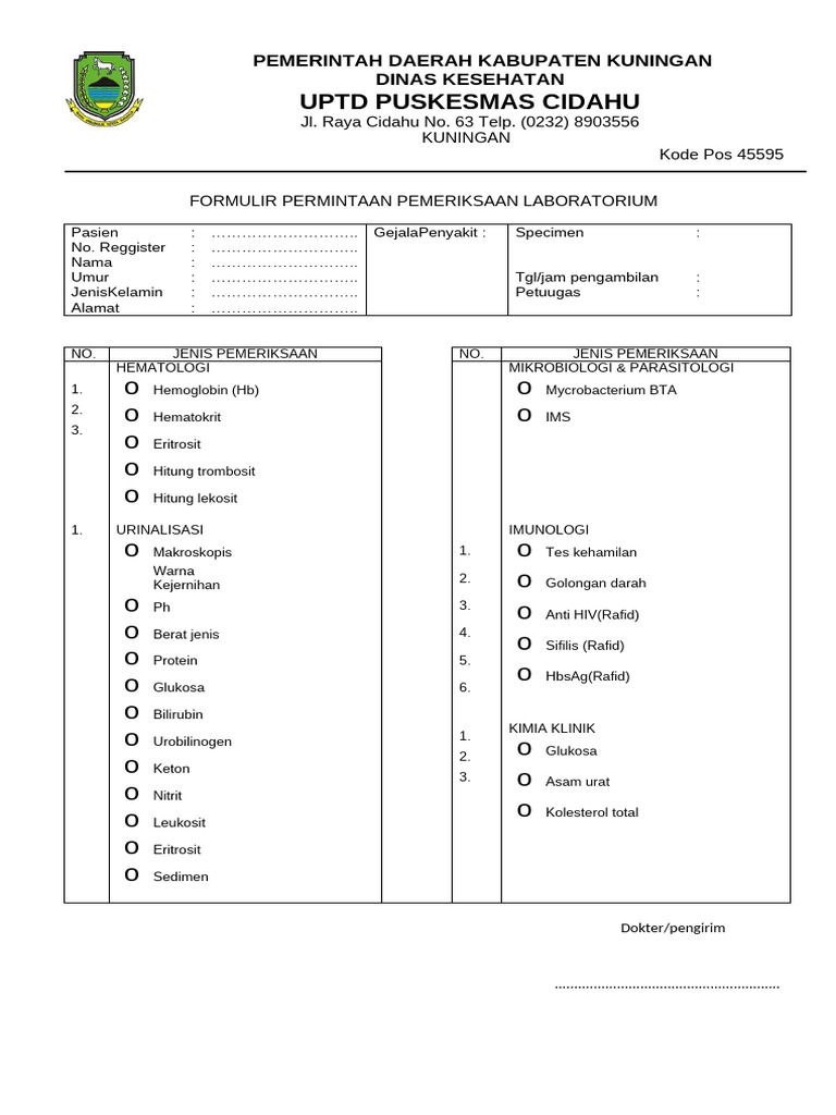 Formulir Lab | PDF